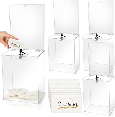 Amazon.com: Kigley 4 Pack Acrylic Raffle Box with Lock and 400 Tickets ...