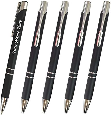 CrownLit Personalised Pen with Your Company Name Printed (Black) - Pack ...