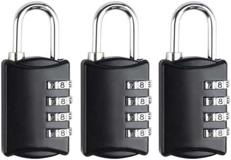 Combination Padlocks, 3 Pcs 4 Digit Locker Padlock, Combination Lock ...
