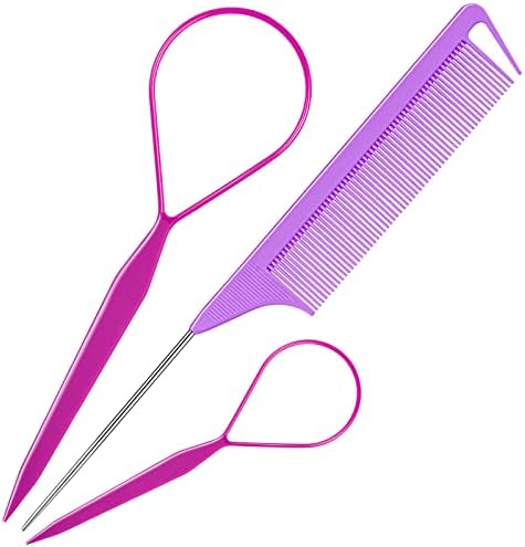 Amazon.com : Luumxai 9pcs Topsy Hair Tail Tool and rat tail comb set ...