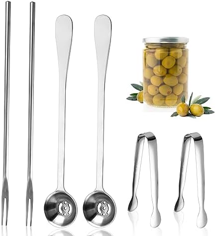 Amazon.com: 6 Pieces Long Handle Pickle Fork Olive Spoon with Drain ...
