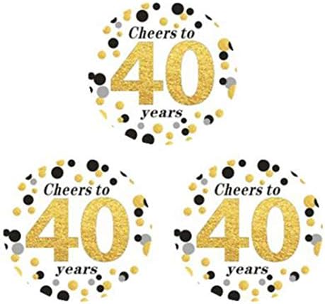 Amazon.com: REWIDPARTY White Gold 40th Birthday Stickers Rolls Cheers ...