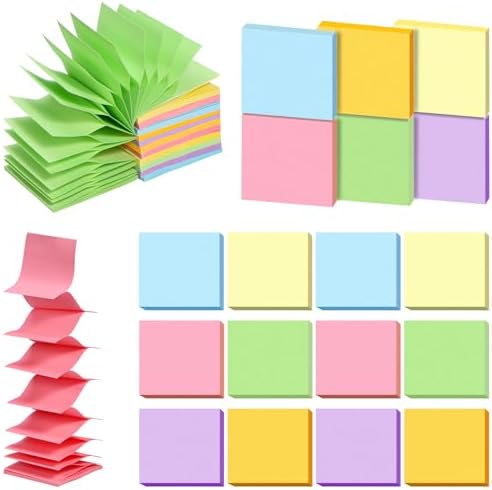36 Pack/1800 Sheets Pop Up Sticky Notes 3x3 Refill Bright Colors Self ...