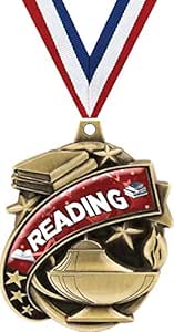 Amazon.com : Reading Medals - 1 1/2" Gold Kids Reading Medal, Great ...