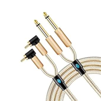 Dual RCA to Double 6.35mm 1/4 Inch TS Mono Male Shielded Audio Cable ...