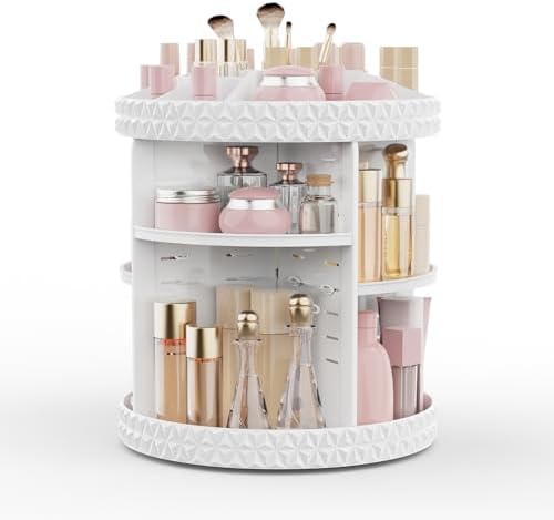 Amazon.com: Rosoenvi Rotating Makeup Organizer, Adjustable Vanity ...