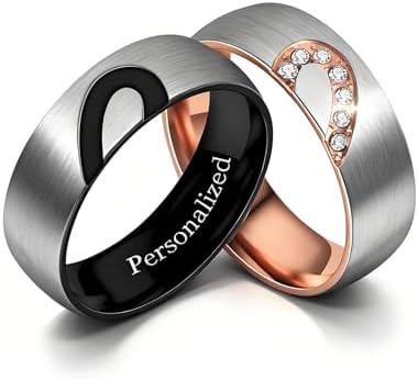 Amazon.com: Ihanskio Personalized Heart Promise Couple Rings Matching ...