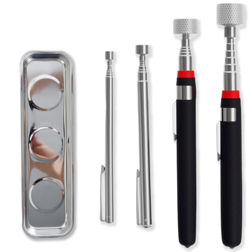 5 Pcs Magnetic Pickup Tool with Tray Metal Magnet Pickup Stick ...