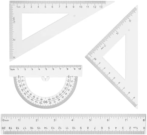 Amazon.com: Geometry Plastic Ruler Set, 4 Pieces Ruler Set Includes ...