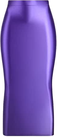 Amazon.co.jp: MJINM 超光沢スーパーロングスカート ドレス ミニスカート ストレッチ レオタードパジャマ 伸縮性 極薄素材 ...