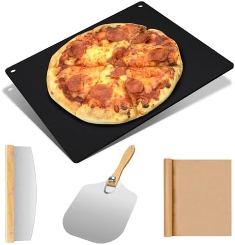 Amazon.com: Large Cast Iron Pizza Stone Set for Oven & Grill - 16x13 ...