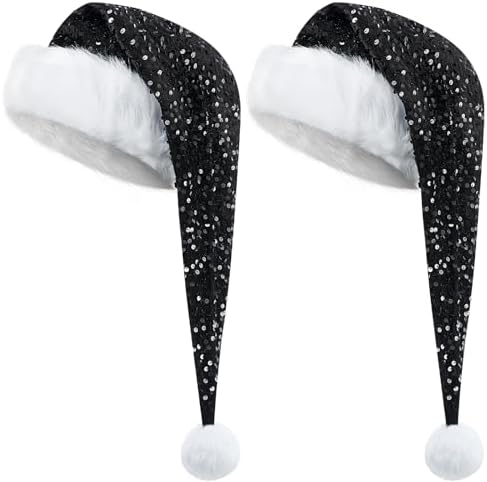 Amazon.com: Tivi Tovo 2 Packs Long Santa Hat for Adults Unisex Sequin ...