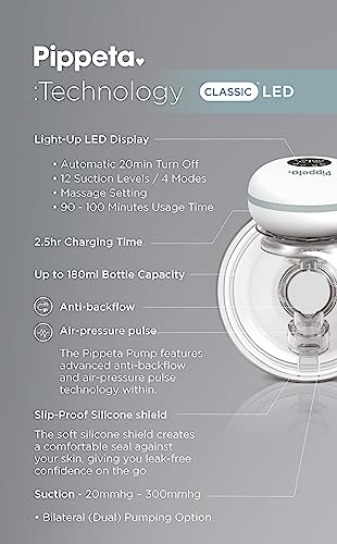 Pippeta Classic LED – Dual & Hands-Free Breastpump – 12 Suction Levels ...