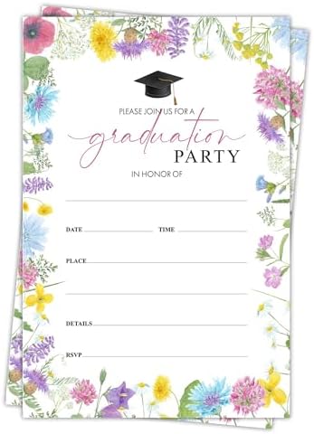 Amazon.com : bxtala Wild Floral Graduation Invitations with Envelopes ...
