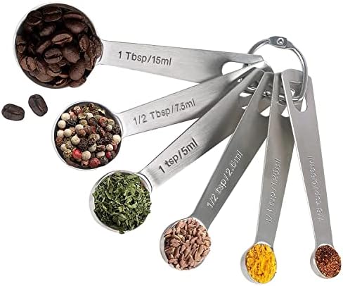 Measuring Spoons Sets Stainless Steel Teaspoons Set of 6 Measure Scoop ...