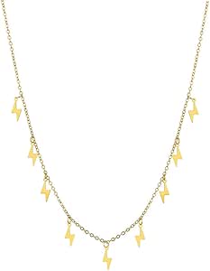 Amazon.com: FUTIMELY Lightning Bolt Pendant Necklace for Women 14K Gold ...