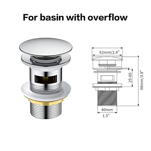 Universal Sink Drain Fitting with Overflow Drain Plug for Sink Kitchen ...