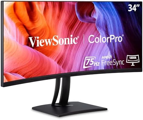 ViewSonic VP3456A 34 Inch Ultrawide QHD 1440p Curved Monitor with 100W ...