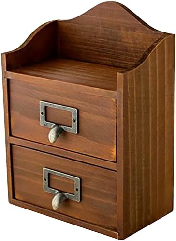 Mini Vintage Desktop Drawers - 2 Drawer Desktop Organizer - Rustic Card ...
