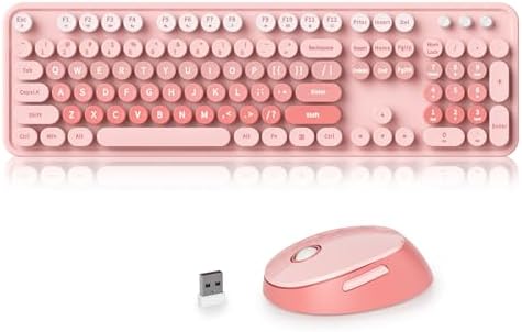 Amazon.com: Ussixchare Pink Gradient Keyboard and Mouse, Cute Wireless ...