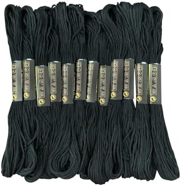 Amazon.com: 12 Skeins Embroidery Floss Black Color, Friendship Bracelet ...