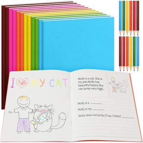 Amazon.com : 12 Set Story Notebook for Kids with Colored Pencils Blank ...