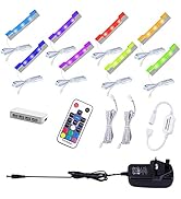AIBOO LED RGB Under Glass Shelf Cabinet Lighting Kit with RF Remote ...