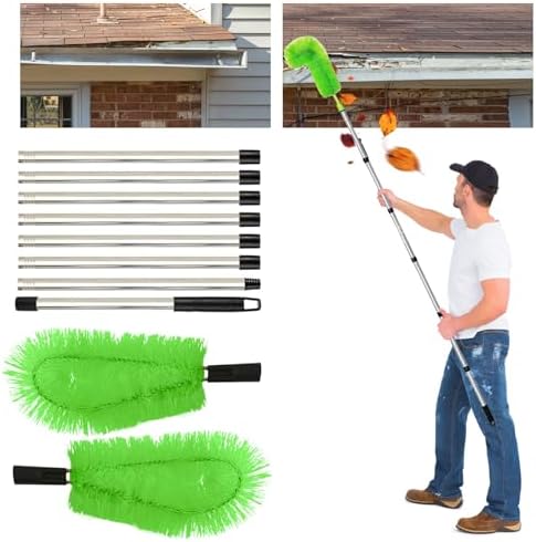 Gutter Cleaning Brush Roofing Tool with 8Pcs Telescopic Extendable Pole ...