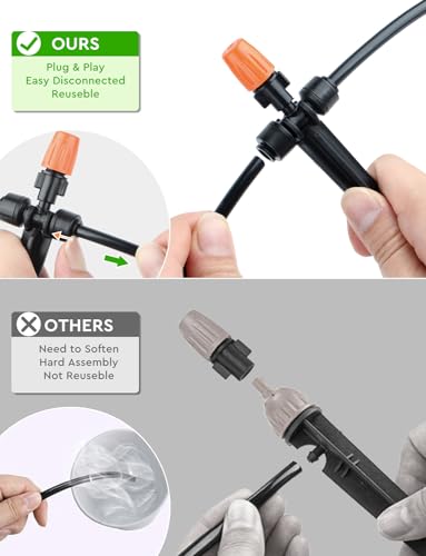 Landtouch 50ft Micro Drip Irrigation Kit, Micro Drip Irrigation System Kit with Adjustable ...