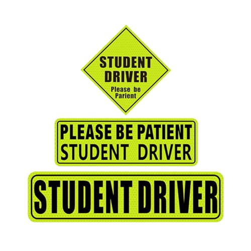 BESULEN Car Reflective Student Driver Sticker, 3 Pieces Student Driver ...