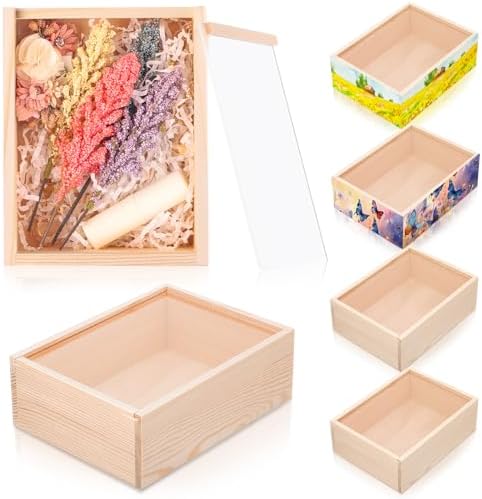 Amazon.com: Acrux7 12 Pack Unfinished Wood Boxes, 6.3x4.9x1.8 Inch ...