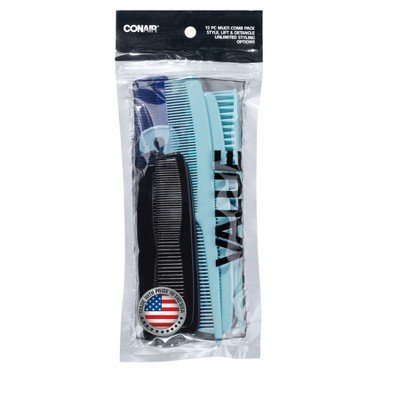 Amazon.com : Conair Multipack Combs Made in USA - 12pk Multicolor ...