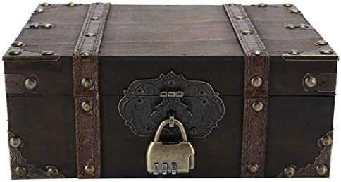 Amazon.com: Yulaexie Wooden Box with Lid Vintage Treasure Chest with ...