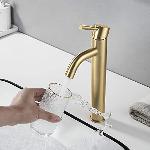 Tall Basin Taps, NewEast Gold Solid Brass High Rise Bathroom Sink Tap ...