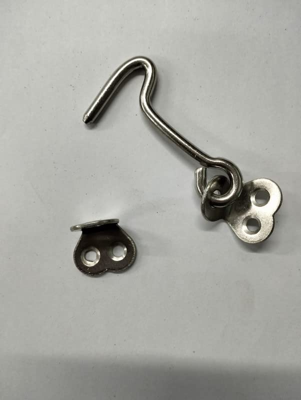 Stainless Steel Platinum Gate Hooks with Screws 62MM Pack of 1 (Pack of ...