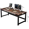 Amazon.com: Industrial Computer Desk, Rustic Wood and Metal Home Office ...