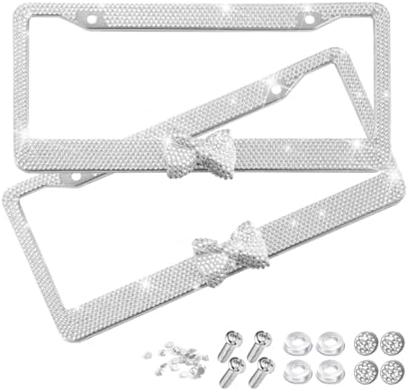 Amazon.com: Sandfren Bling Car License Plate Frame for Women, 2PCS ...