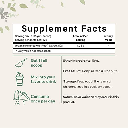 Organic He Shou Wu, Pure Fo Ti Extract Powder, 6 Ounce, Prepared Foti ...