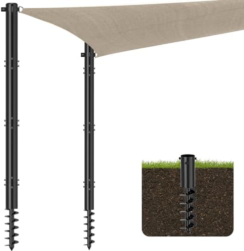 Amazon.com: Tocretoare Shade Sail Poles, 2.36in Heavy Duty Sun Shade ...