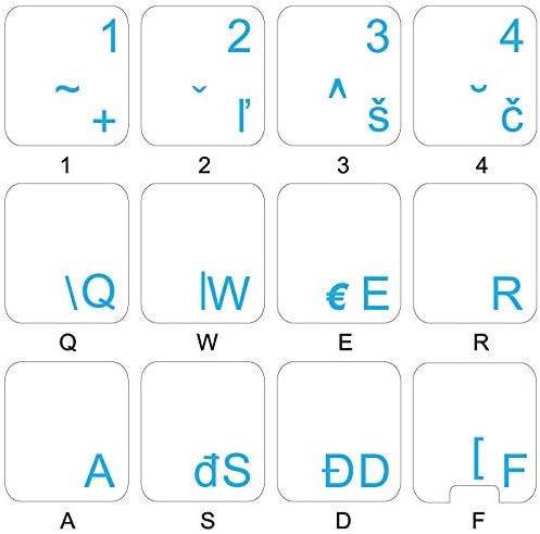 Amazon.com: 4Keyboard Slovak Keyboard Stickers with Blue Lettering ON ...