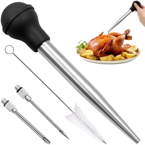 Casbomy Turkey Baster with Cleaning Brush, Stainless Steel Baster Tool ...