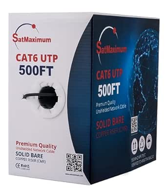 Amazon.com: Cables Direct Online Black Cat6 Cable 500ft Solid Bare ...