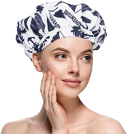 Amazon.com : POZILAN Luxury Shower Cap for Women, Waterproof Reusable ...