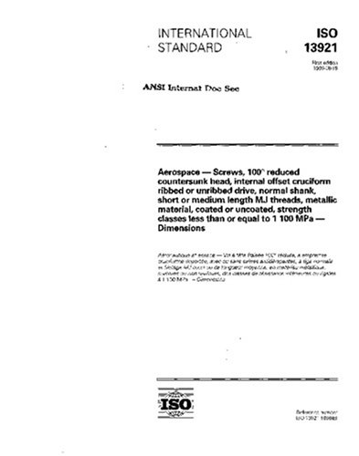 ISO 13921:1996, Aerospace - Screws, 100 degrees reduced countersunk ...