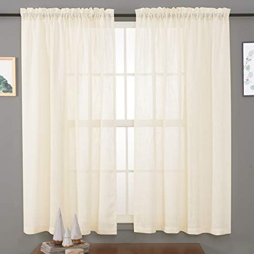 Amazon.com: MYSTIC-HOME Linen Sheer Curtains 95 Inches Long, Window ...