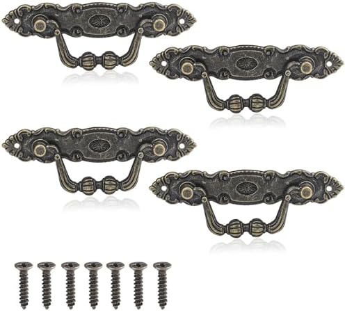 Roosea 4 Pcs Drawer Ring Pull Handles Vintage Drawer Handles Antique ...