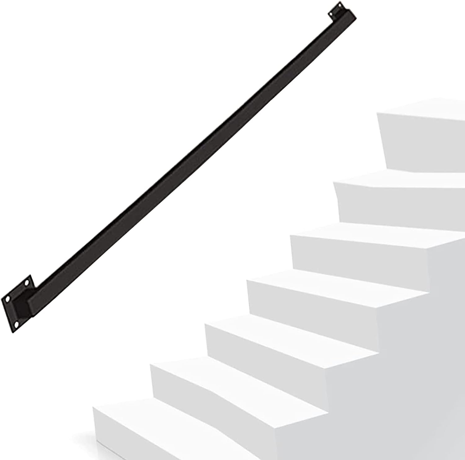Black Stair Handrail 1 to 20 Feet - Complete Kit,Stair Railing Brackets ...