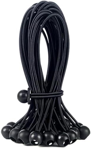 HJ Garden 12pcs 12 Inches (30cm) Ball Bungee Cords Black Elastic String ...