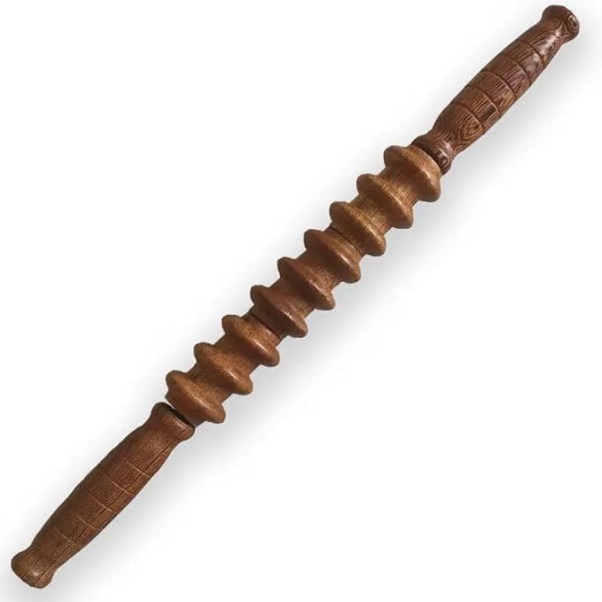 Kruvad Wooden Massager Gua Sha 3 Wheel Wood Fascia Stick for Body Back ...