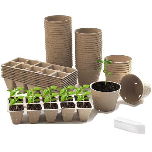 YEIHHEIY 200 pcs Seed Starter Pots Kits Include 50pcs 4 Inch Peat Pots ...